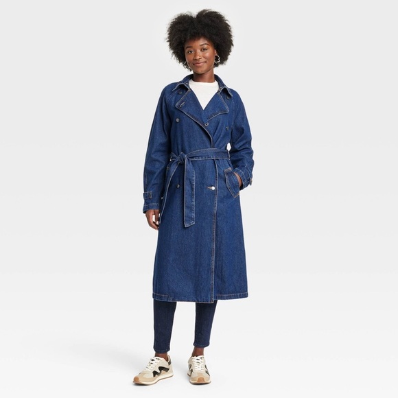Universal Thread | Jackets & Coats | Universal Thread Dark Denim Trench ...